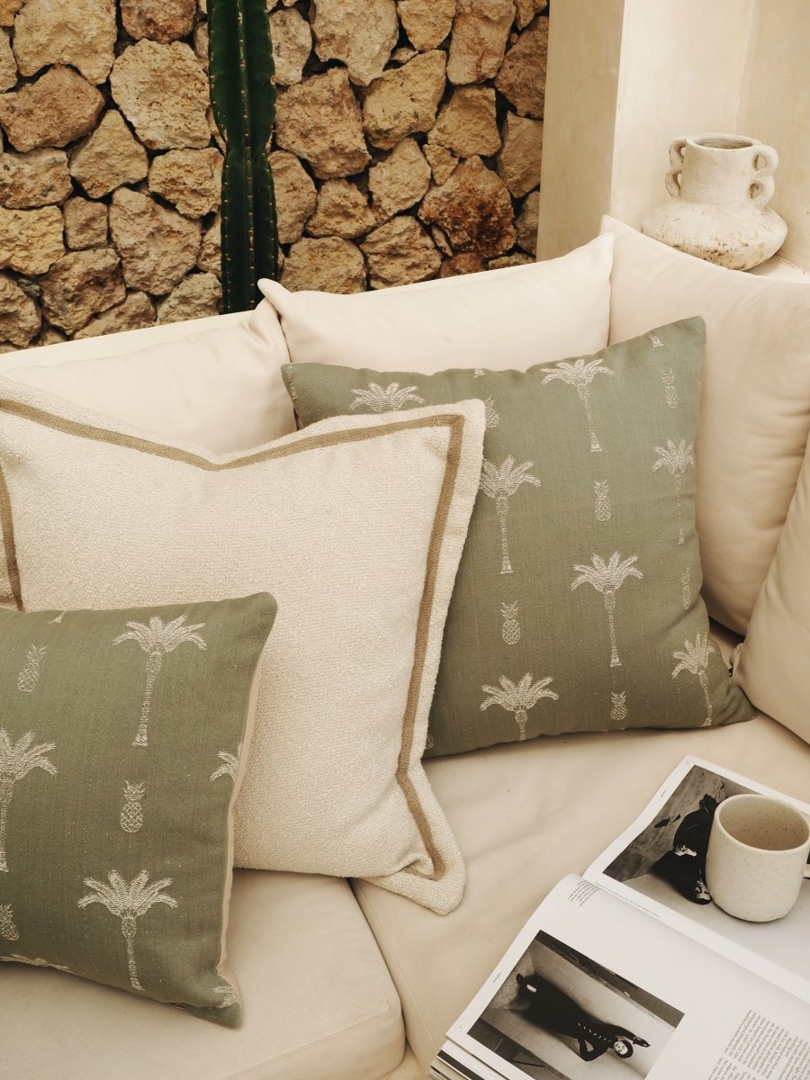 Plantation Palm Luxury Fabric Sofa Cushion Throw Pillow