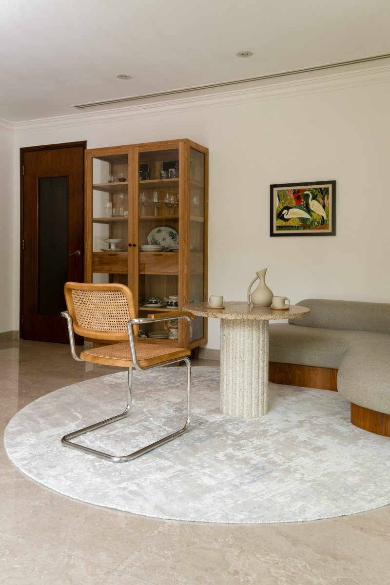 Mayfair Abstract Grey Round Rug | Luxury Designer Handmade Carpets