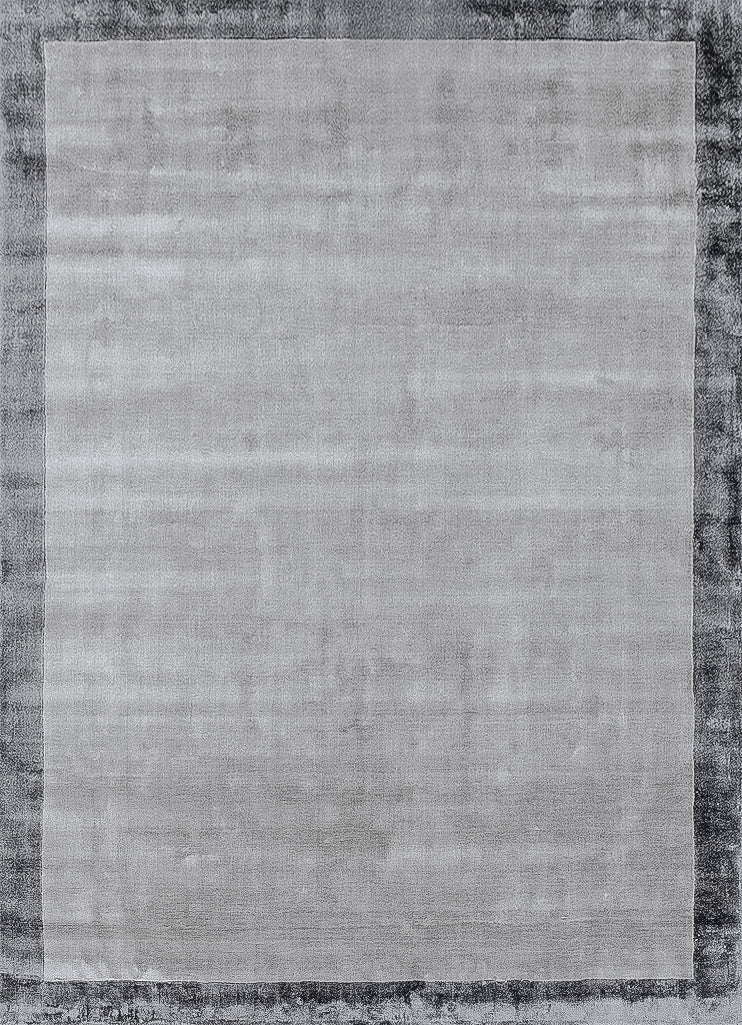 Silhouette Gray Bordered Tencel Modern Area Rug | Living DNA SG