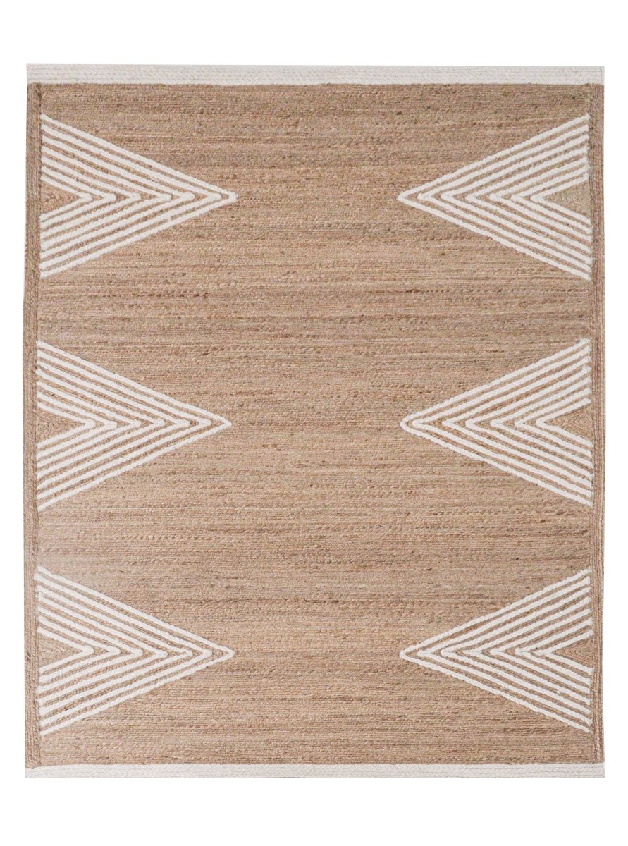 Triangles White Jute and Wool Geometric Rug | Living DNA SG