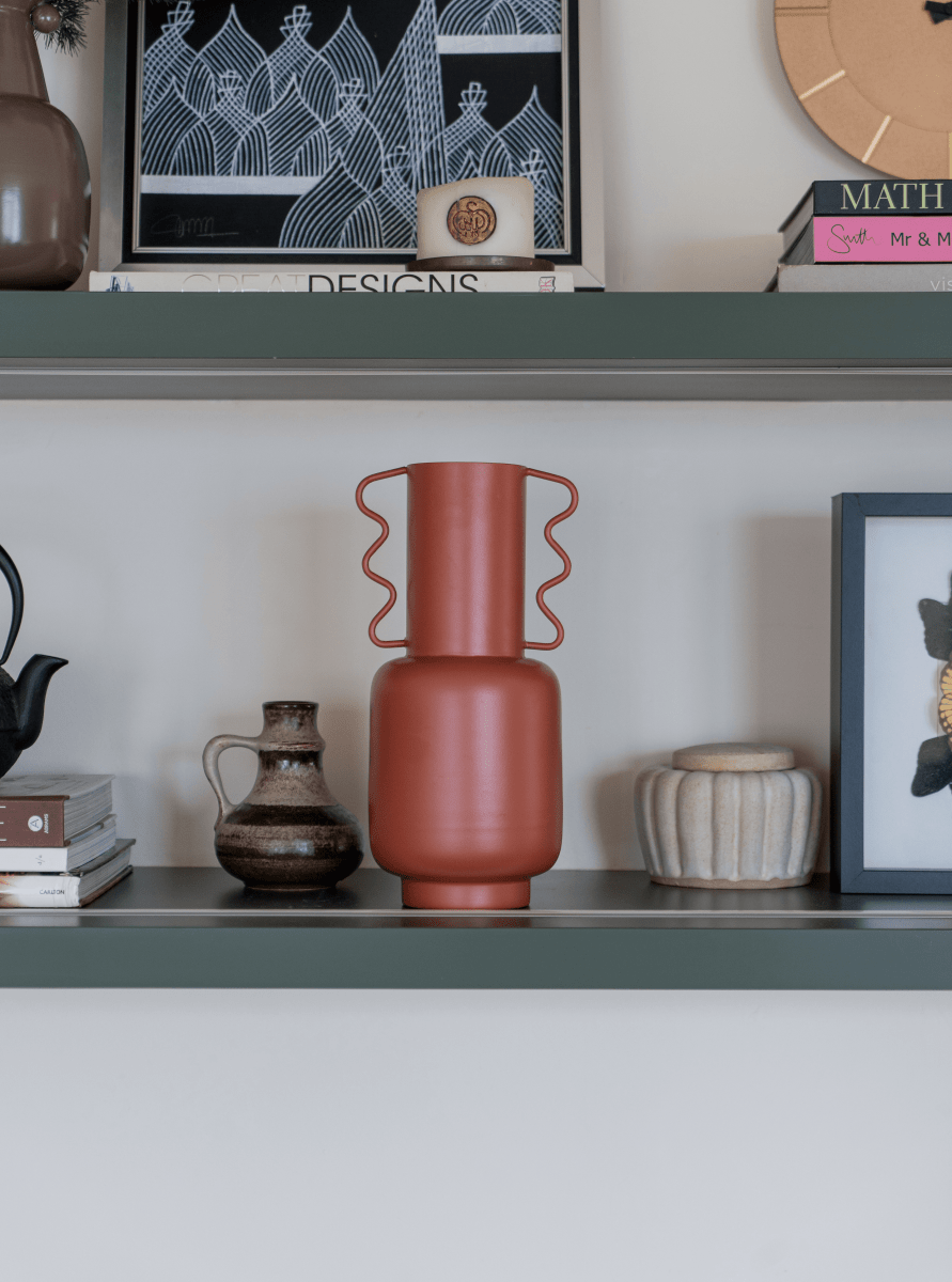 Hydra Rust Orange Tall Flower Vase Home Decor Shelf Accessories