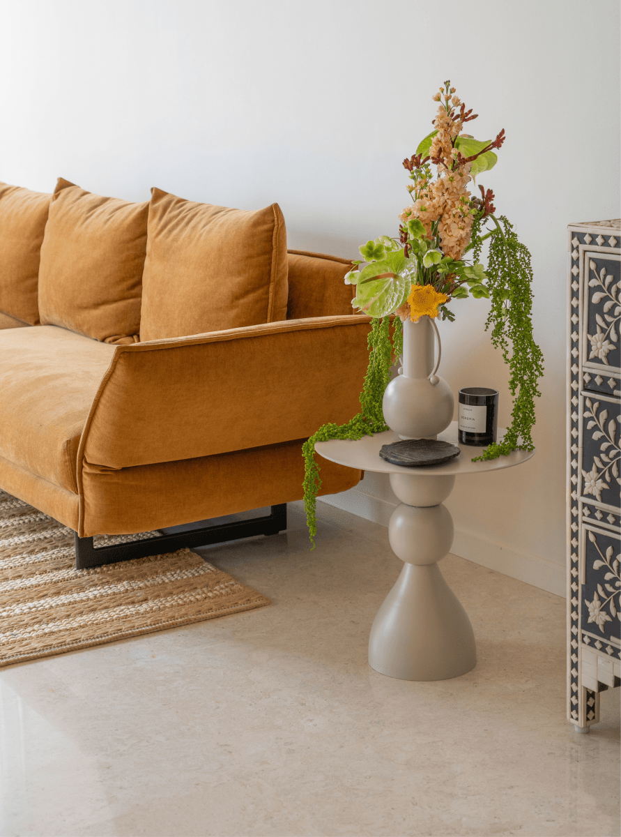 Verbena Rust Orange Small Round Side Table Bedside Nightstand Accent