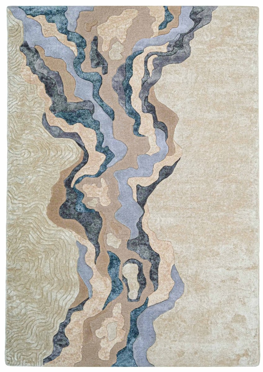 Flux Cream Pink Lilac Beige 3D Contemporary Soft Rug - Living DNA SG