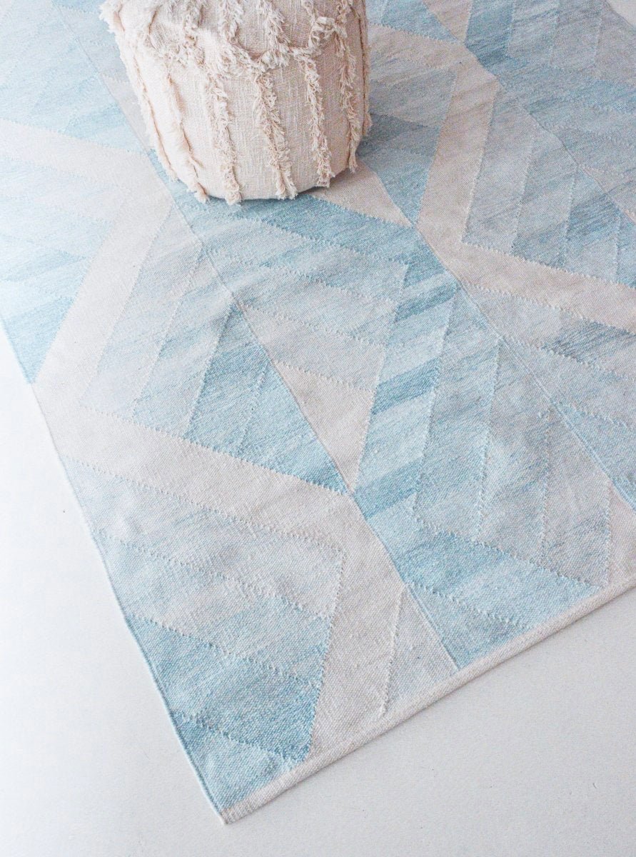 Geometric Aqua Recycled PET Easycare Rug | Living DNA SG