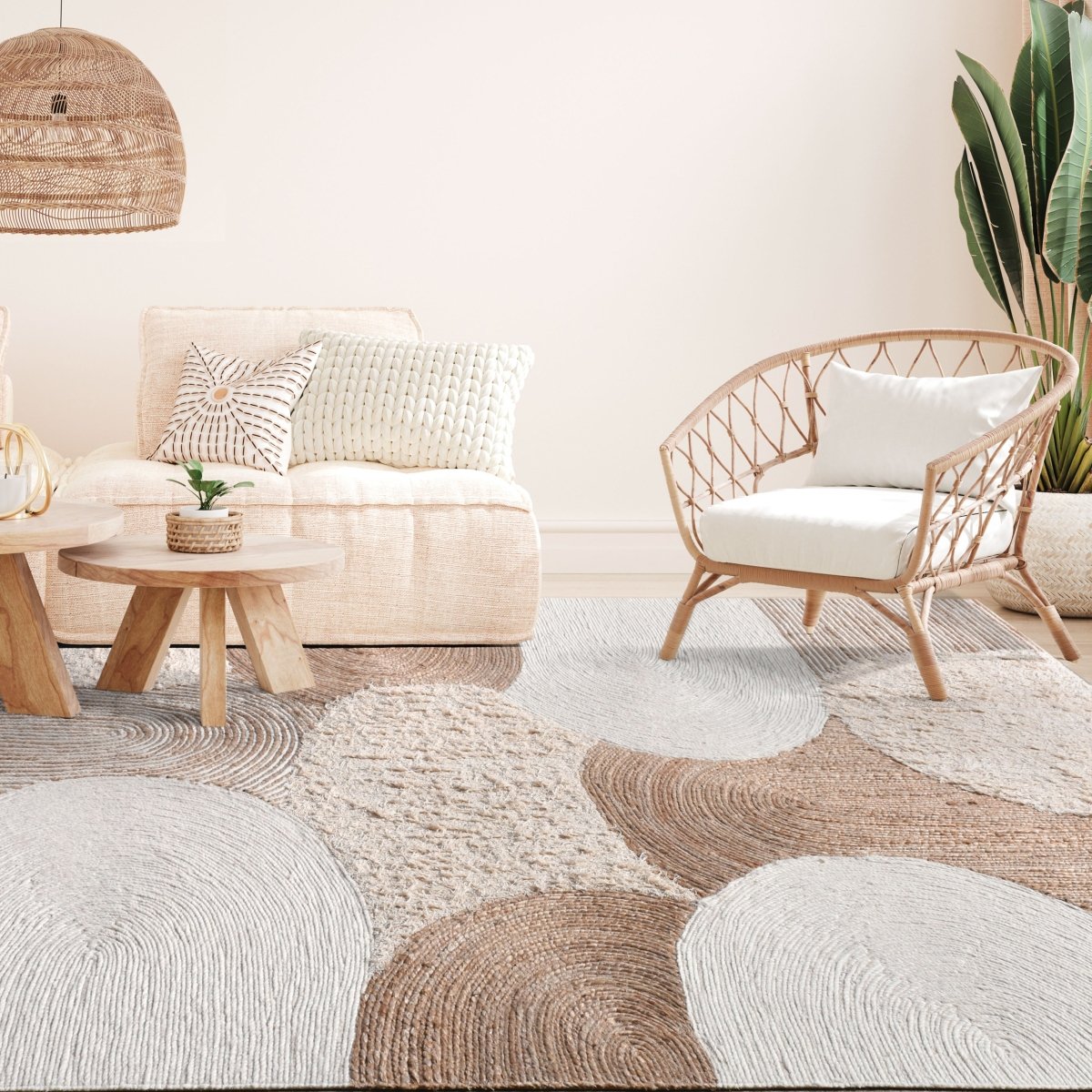 Fast Selling Rainbow Boho White Natural Soft Rug Many Sizes